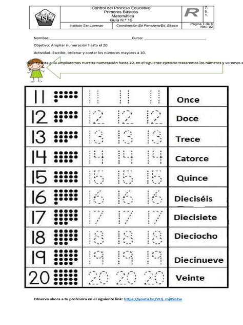 Guía De Matemática Números Hasta 20 Pdf