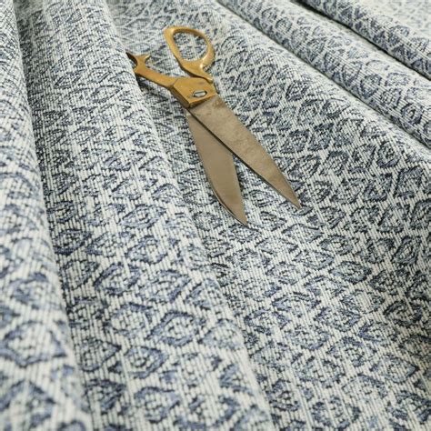 New Trellis Small Motif Design Pattern Blue Woven Jacquard Upholstery