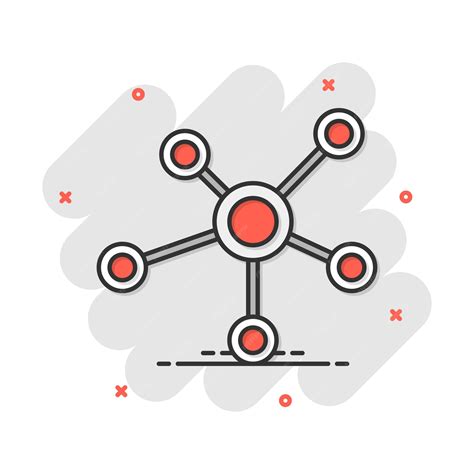 Иконка векторной мультипликационной социальной сети молекулы днк в комическом стиле Премиум