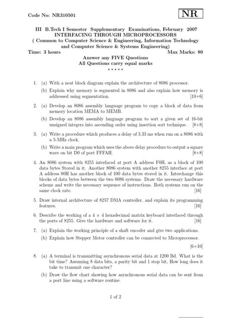 8086 Microprocessor Interfacing Exam Guide Pdf Bit Computer Hardware