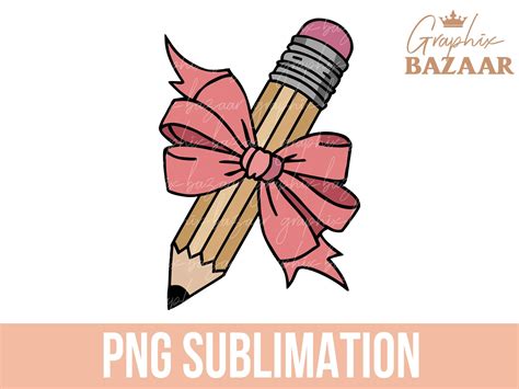 School Pencil With Big Bow Clipart Cute Teacher Shirt Design Pencil