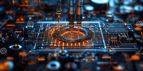 Advanced Circuit Design And Microchip Fabrication With Intricate Patterns And Glowing Elements