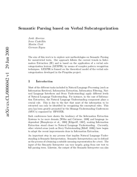 pdf semantic parsing based on verbal subcategorization