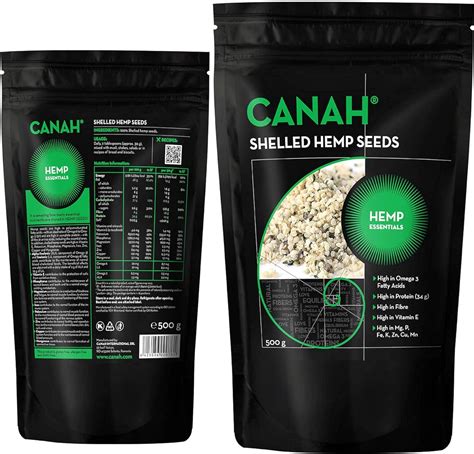 Canah Natural Hemp Seed Raw Shelled Hulled Hearts 500 G Vegan High In