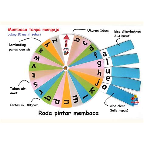 Jual [termurah] Roda Pintar Abjad Roda Pintar Membaca Alfabet Alphabet Roda Putar Membaca Huruf