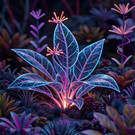 Free Luminous Cyber Jungle Image Bioluminescent Cyberpunk Neon