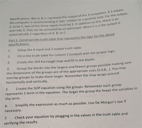 Solved Specifications Bits A B C Represent The Output Of