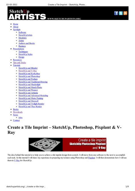 Pdf Create A Tile Imprint Sketchup Photoshop Pixplant And V Ray