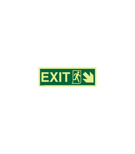 Direction Signs Photoluminescent Rigid PVC EXIT Running Man Symbol Arrow Diagonally Down
