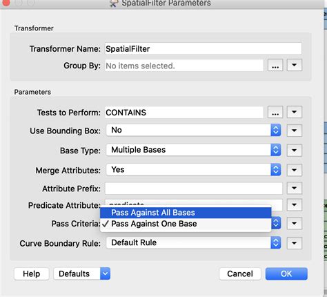 Fme Form When Spatialfilter Does Spatial Relationship Between Base