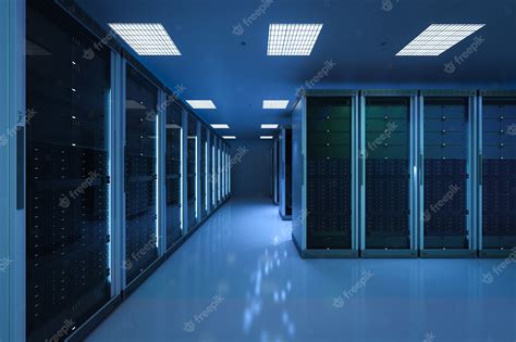 Premium Photo 3d Rendering Server Room Or Data Center