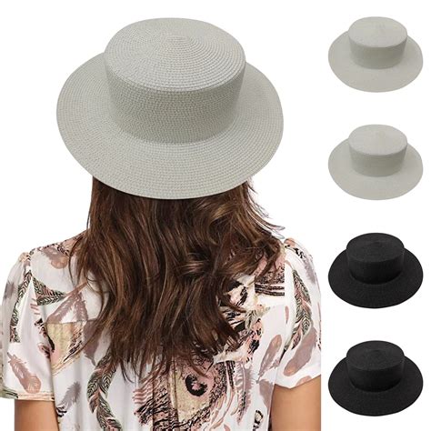 솔리드 컬러 밀짚 모자 유럽과 미국의 레트로 꼰 모자 여성용 넉넉한 선스크린 햇빛 차단 플랫 캡 바이저 모자햇빛 차단용 모자 Aliexpress