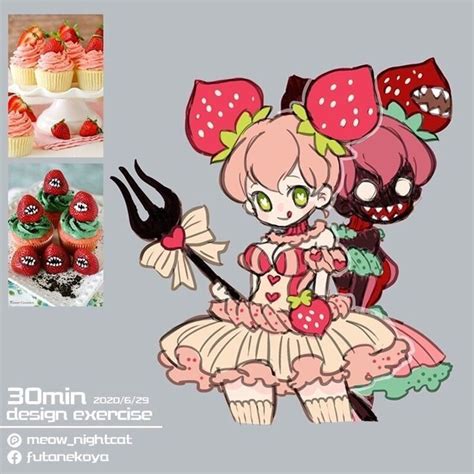 Cute Cartoon Character With Cupcakes And Strawberries Candy Oc Ideas