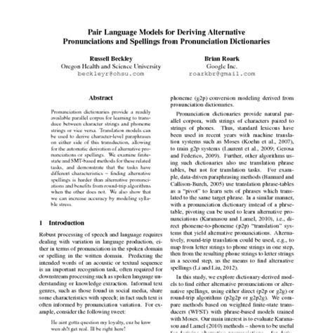 Pair Language Models For Deriving Alternative Pronunciations And