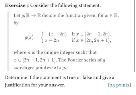 Solved Exercise Consider The Following Statement Let G R Chegg