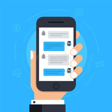 Man Chatting With Chat Bot On Smartphone Stock Vector Illustration Of