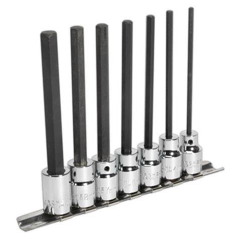 Shop Sealey Hex Socket Bit Set7 Piece 3 8 Square Drive 110mm Metric Impact Sockets Zoro UK