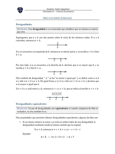 Inecuaciones Lineales 3 Pdf Intervalo Matemáticas Desigualdad