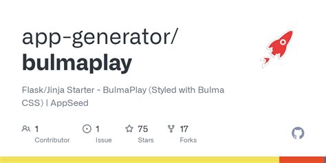 Github App Generatorbulmaplay Flaskjinja Starter Bulmaplay Styled With Bulma Css Appseed