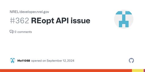 reopt api issue · issue 362 · nrel · github