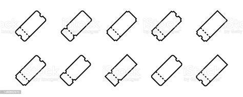 티켓 개요 아이콘 세트입니다 쿠폰 벡터 아이콘 컬렉션입니다 빈 선형 티켓 템플릿입니다 격리된 벡터 티켓입니다 벡터 일러스트 레이 션 0명에 대한 스톡 벡터 아트 및 기타