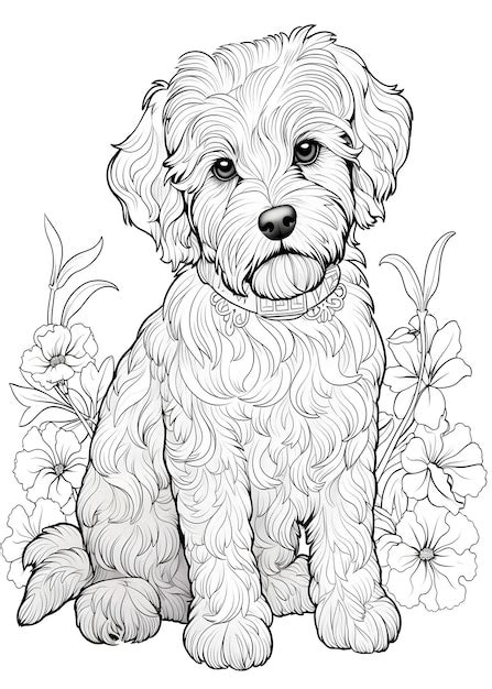 Página de Colorir Cão Página De Colorir Arte de Linha de Cão Pagem de Colorir Desenho de