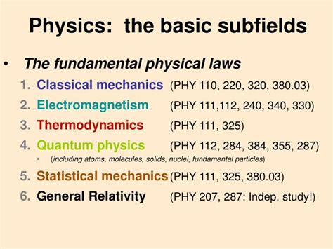 Ppt Physics The Basic Subfields Powerpoint Presentation Free