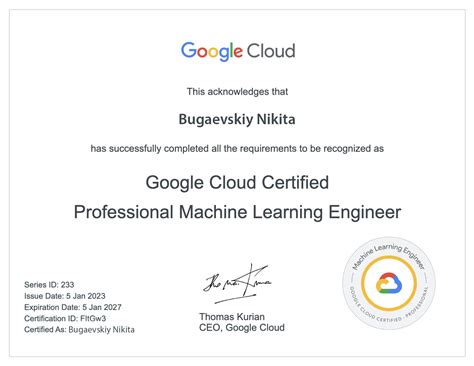 Professional Machine Learning Engineer • Google Cloud • Accredible ...