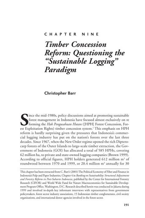 Pdf Timber Concession Reform Questioning The “sustainable Logging Dokumen Tips