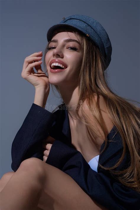 Sensual Close Up Portrait Of Elegant Young Fashionable Woman In Fashion Cap Hat Beautiful Girl