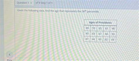 [solved] question 1 of 9 step 1 of 1 given the following data find