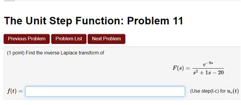 Solved The Unit Step Function Problem Previous Problem Chegg Com