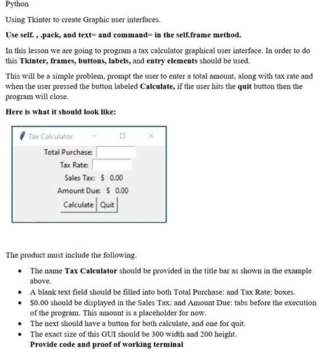 Solved Python Using Tkinter To Create Graphic User Chegg