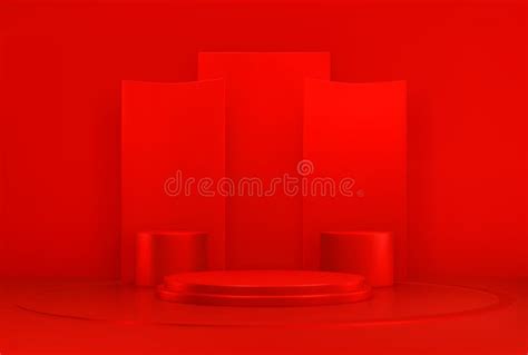 Red Podium Realistic 3d Platform Or Pedestal Stock Vector Illustration Of Pedestal Platform