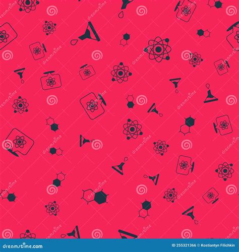 Set Chemical Formula Funnel Filter Atom And On Seamless Pattern