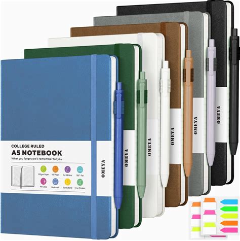 Amazon Com Pack College Ruled Notebook A Hardcover Leather Notebook For Work Lined