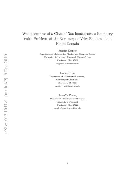 Pdf Well Posedness Of A Class Of Non Homogeneous Boundary Value Problems Of The Korteweg De