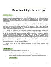 Lab Exp Microscopy Docx Exercise Light Microscopy INTRODUCTION The Compound Light