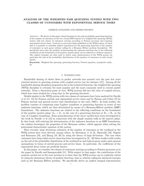 Pdf Analysis Of Generalized Processor Sharing Systems With Two Classes Of Customers And