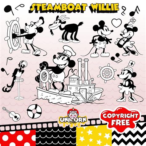 Steamboat Willie Clipart Mickey Mouse Png Illustrations Graphics