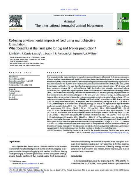 Pdf Reducing Environmental Impacts Of Feed Using Multiobjective