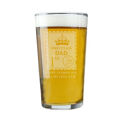 Personalised 1st Class Pint Glass Personalised Ts For Every