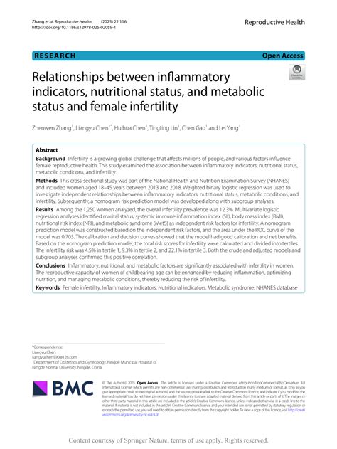 Pdf Relationships Between Inflammatory Indicators Nutritional Status And Metabolic Status