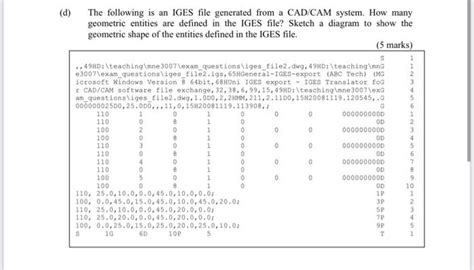 The Following Is An IGES File Generated From A Chegg Com