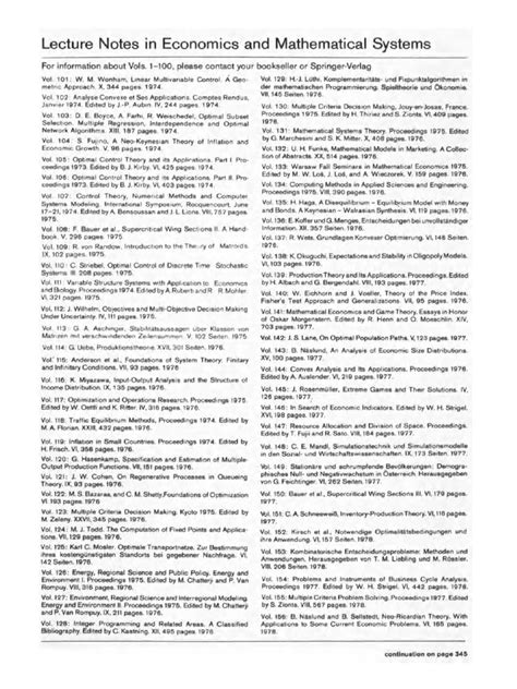 Lecture Notes In Economics And Mathematical Systems Oonom Pdf
