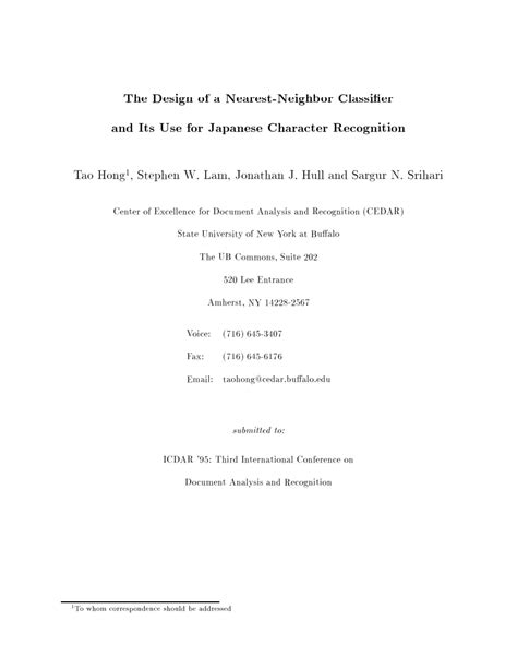 pdf the design of a nearest neighbor classifier and its use for