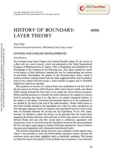History Of Boundary Layer Theory Docslib