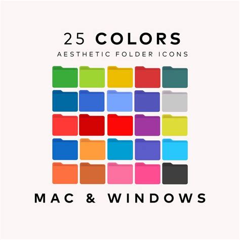 25 Desktop Folder Icons Pack Minimal Chic Color Palette Imac Windows Folder Aesthetic Folder