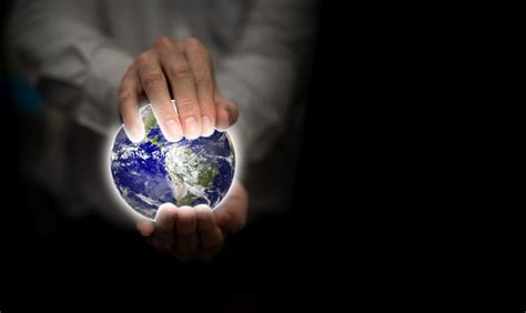 Hand Hold World Globe For Eco Environment Protection And Save Blue Planet From Global Warming