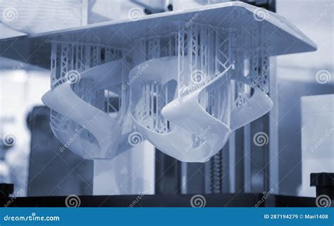 Printed Models On 3d Printer Close Up Objects Printed On Photopolymer Sla 3d Stock Image